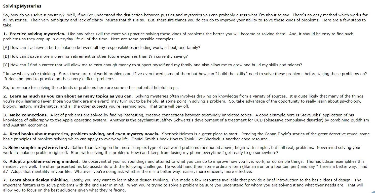 Solved Solving Mysteries So, how do you solve a mystery? | Chegg.com