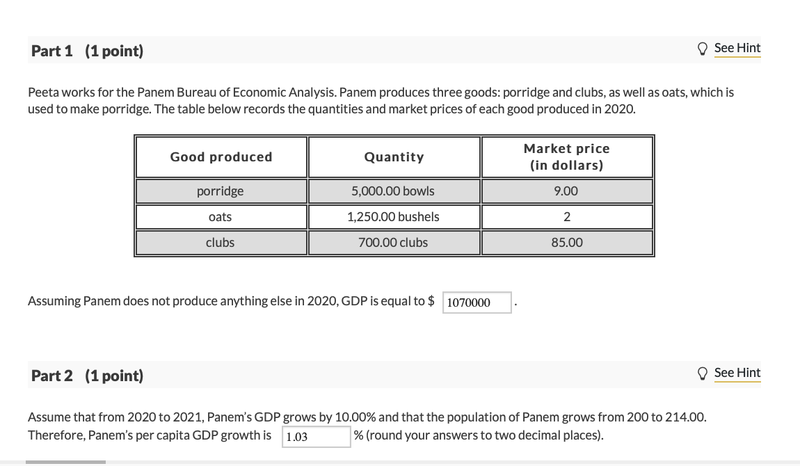 Solved Part 1 (1 point) See Hint Peeta works for the Panem | Chegg.com
