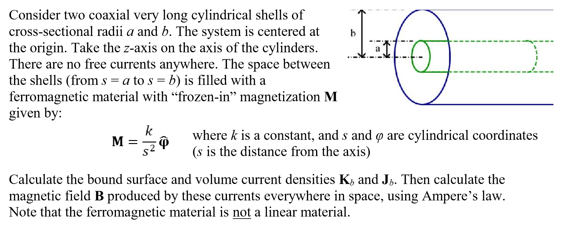 Solved a Consider two coaxial very long cylindrical shells | Chegg.com