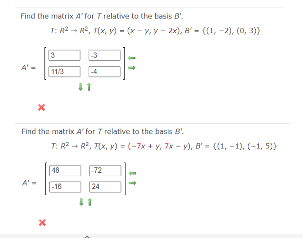 Solved Find the matrix A′ for T relative to the basis B′. | Chegg.com