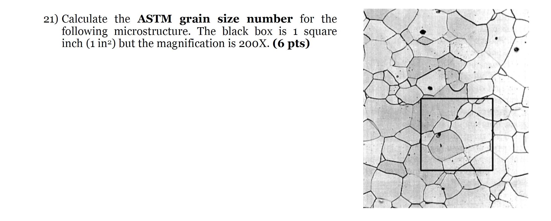 Solved 21) Calculate the ASTM grain size number for the | Chegg.com