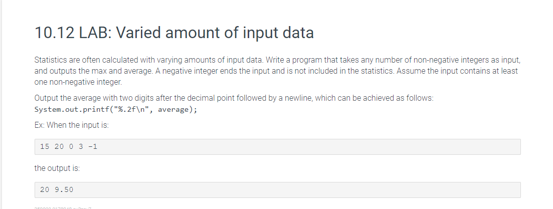 Solved 1012 Lab Varied Amount Of Input Data Statistics Are 0460