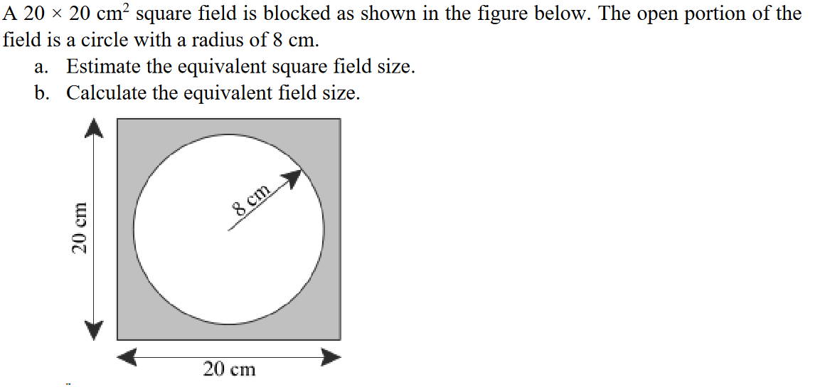 Solved A 20×20cm2 ﻿square field is blocked as shown in the | Chegg.com
