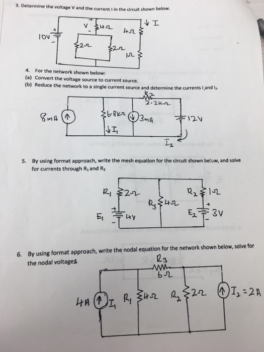 Solved Determine The Voltage V And The Current 1 In The