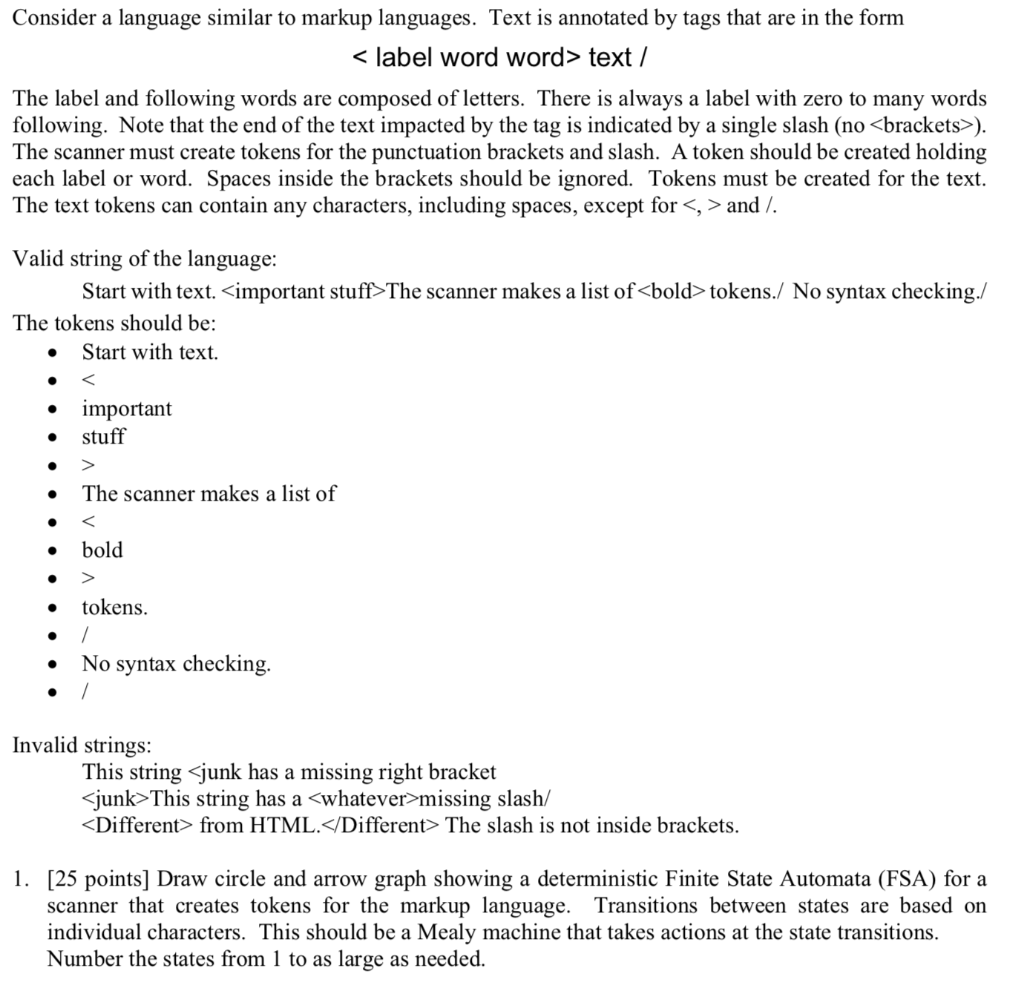 Consider a language similar to markup languages. Text | Chegg.com