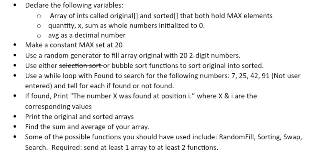 Solved • Declare The Following Variables O Array Of Ints 0271