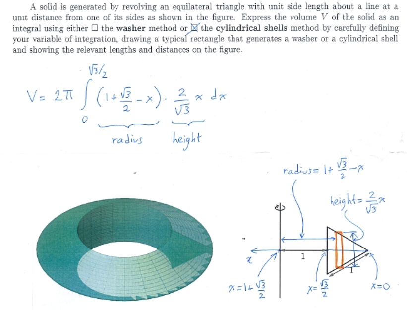Solved A solid is generated by revolving an equilateral | Chegg.com
