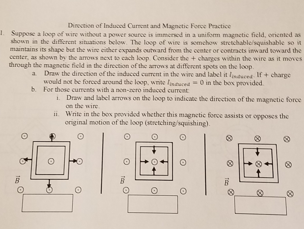 Solved Direction of Induced Current and Magnetic Force | Chegg.com