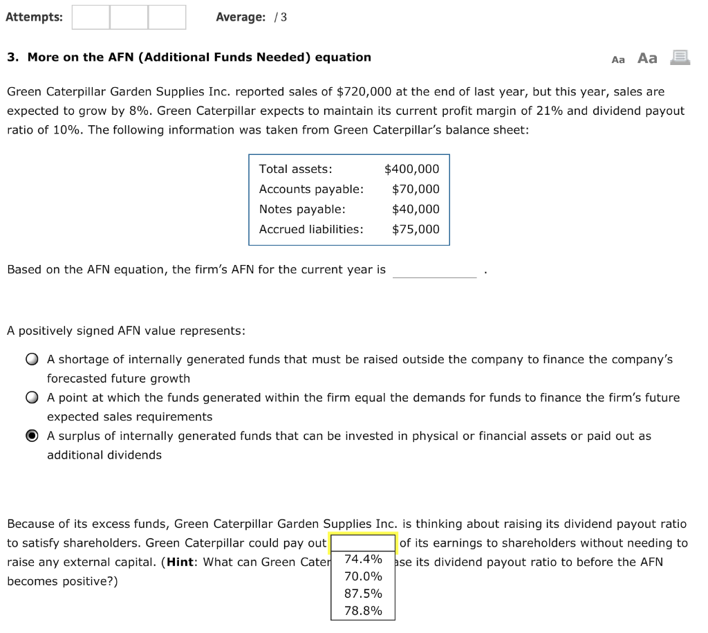 Solved Attempts Average: /3 3. More on the AFN (Additional | Chegg.com
