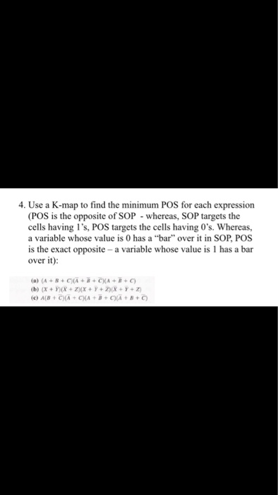 Solved 4. Use a K-map to find the minimum POS for each | Chegg.com