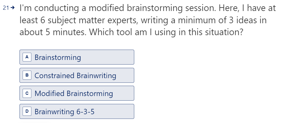 Solved 21→ I'm conducting a modified brainstorming session. | Chegg.com