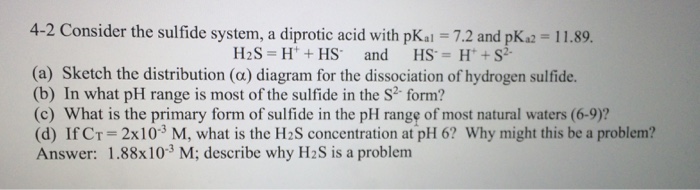 Solved 4-2 Consider the sulfide system, a diprotic acid with | Chegg.com