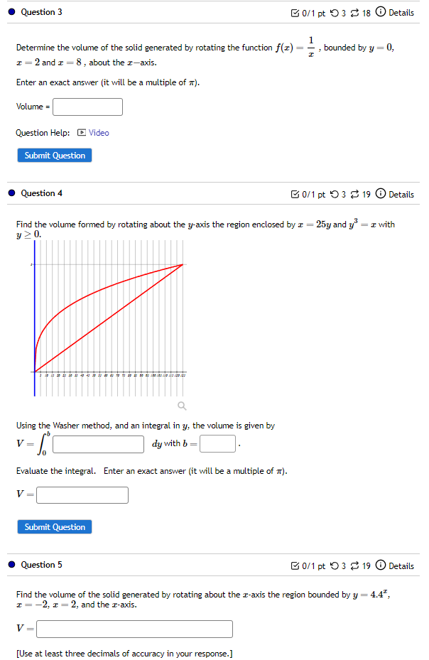 Solved Determine the volume of the solid generated by | Chegg.com