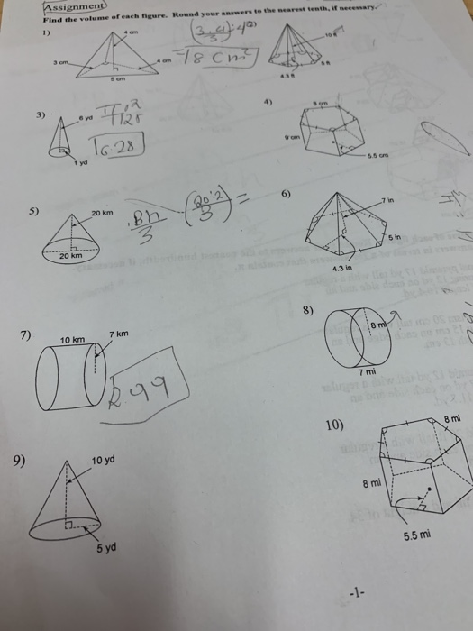 Solved ssignment Find the volume ef each figure. Round your | Chegg.com