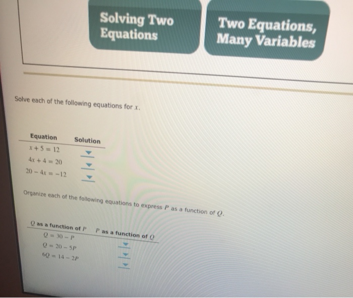 Solved Solving Two Equations Two Equations, Many Variables | Chegg.com