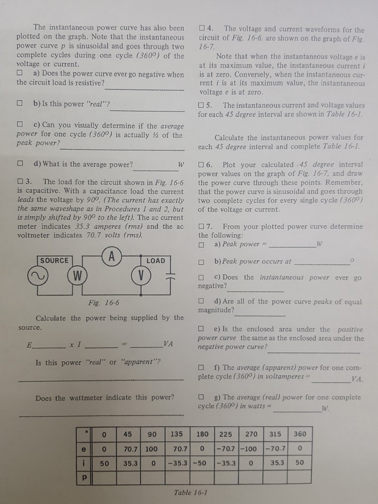 Solved The instantaneous power curve has also been 4. The | Chegg.com
