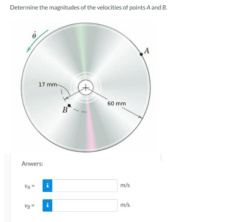Solved Determine the magnitudes of the velocities of points | Chegg.com