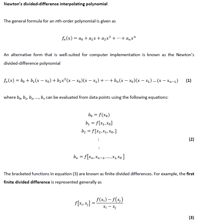 Solved Newton's divided-difference interpolating polynomial | Chegg.com