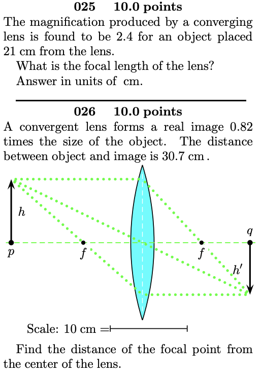 Solved The magnification produced by a converging lens is | Chegg.com