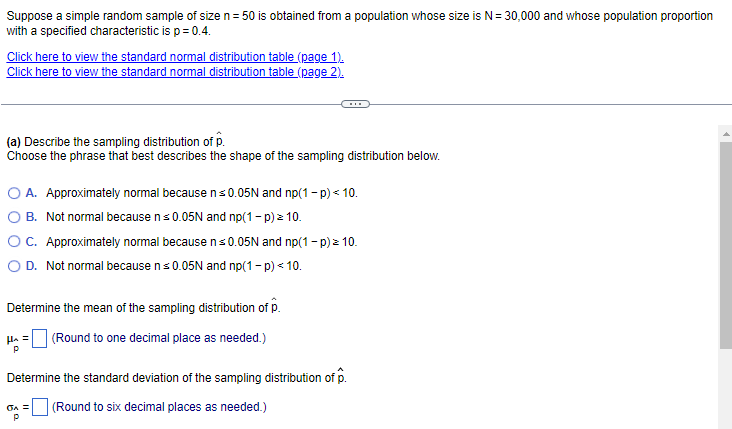 Solved Suppose a simple random sample of size n=50 is | Chegg.com