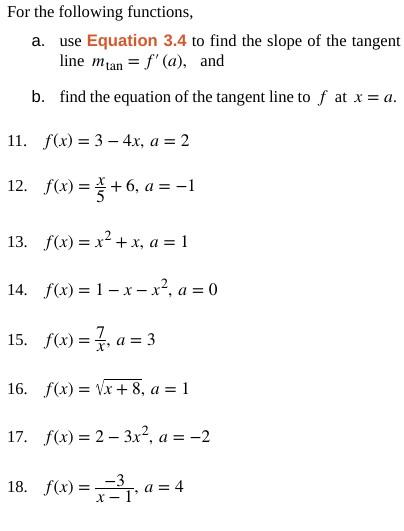 Solved For the following functions, a. use Equation 3.4 to | Chegg.com
