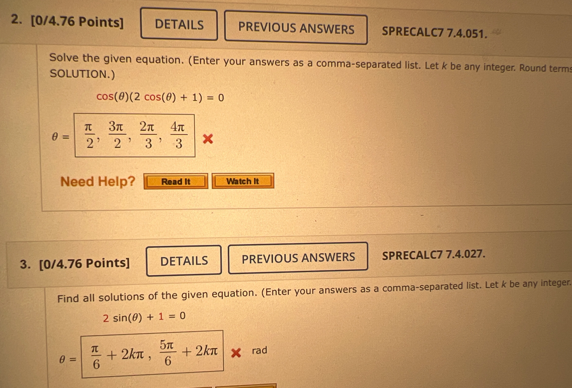 Solved 2. [0/4.76 Points] DETAILS PREVIOUS ANSWERS SPRECALC7 | Chegg.com