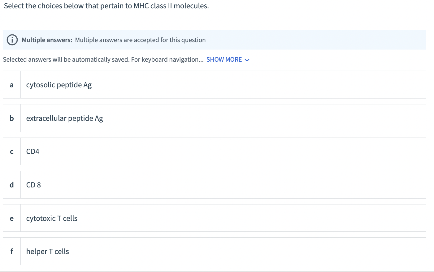 Solved Select the choices below that pertain to MHC class II | Chegg.com