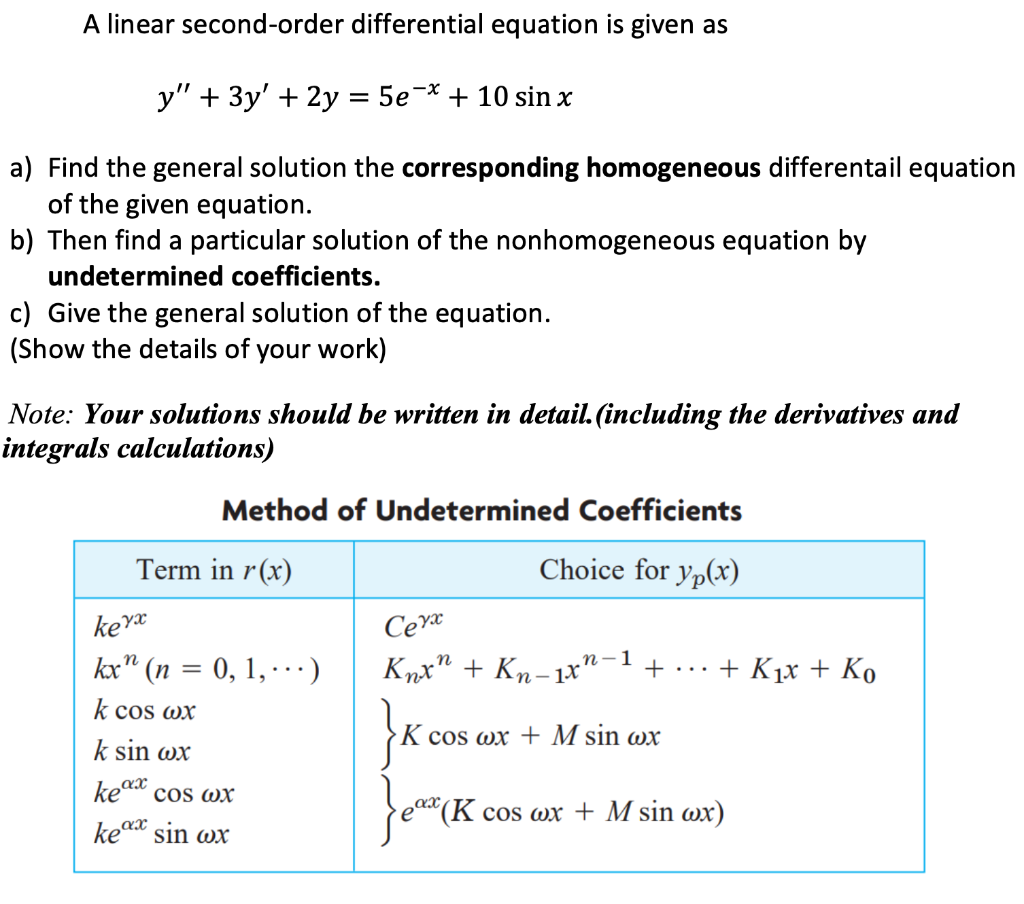 Solved A linear second-order differential equation is given | Chegg.com