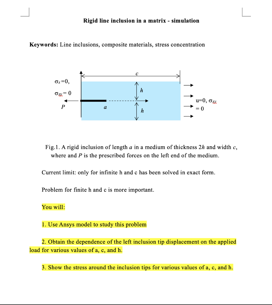 Rigid line inclusion in a matrix - simulation | Chegg.com