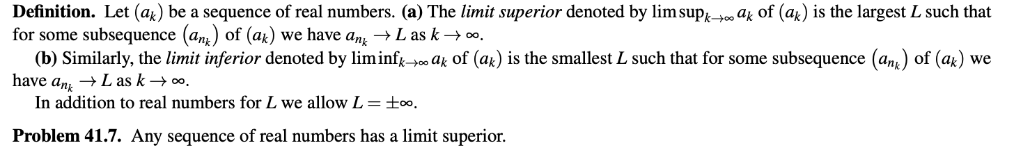 Solved Definition. Let (ak) be a sequence of real numbers. | Chegg.com