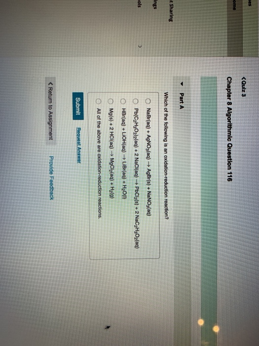 Solved es Qulz 3 Chapter 8 Algorithmic Question 116 Part A t | Chegg.com