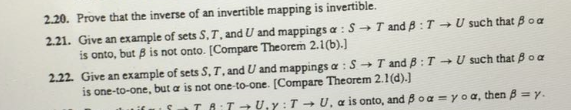 Solved 2.20. Prove that the inverse of an invertible mapping | Chegg.com
