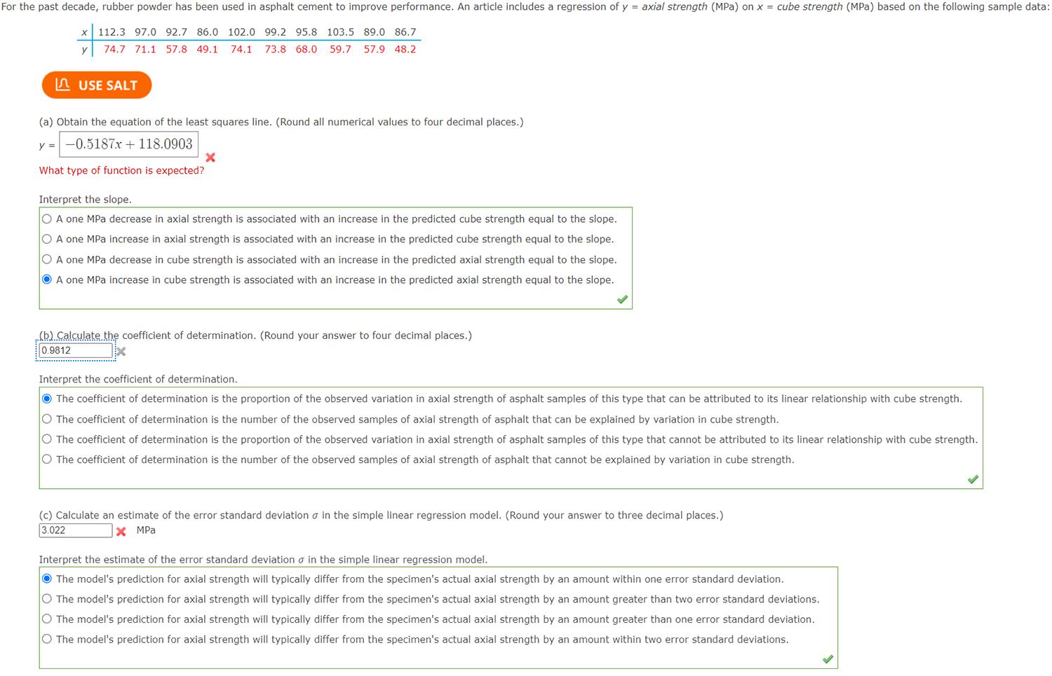 (a) Obtain the equation of the least squares line. | Chegg.com