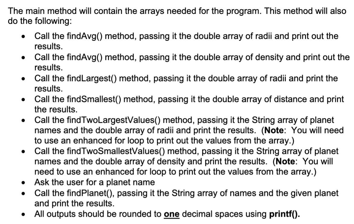 Solved Programming Project 4 - Planet Stats Note: When you | Chegg.com