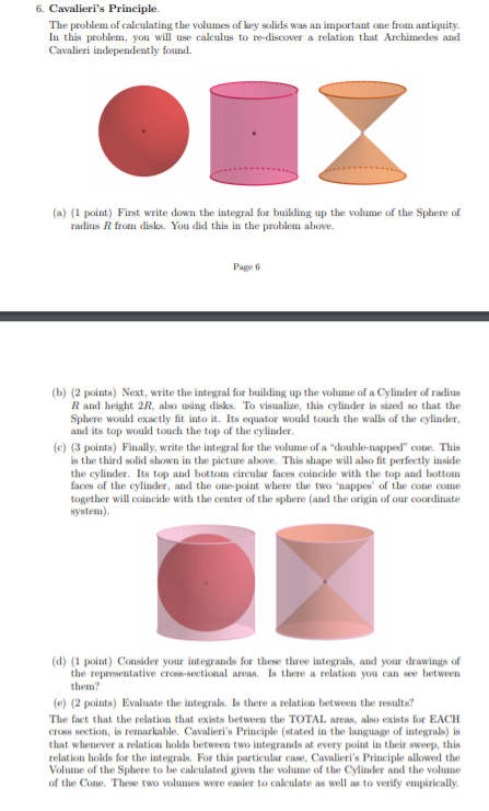 Solved DO ALL PARTS PLZ: Cavalieri’s Principle. The problem | Chegg.com