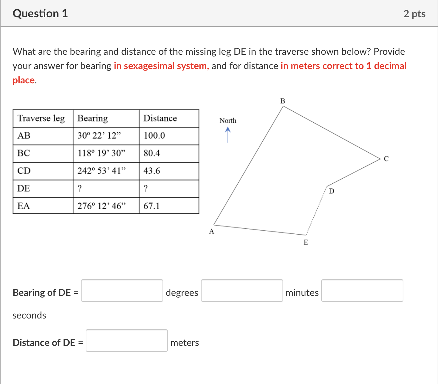 Solved What are the bearing and distance of the missing leg | Chegg.com