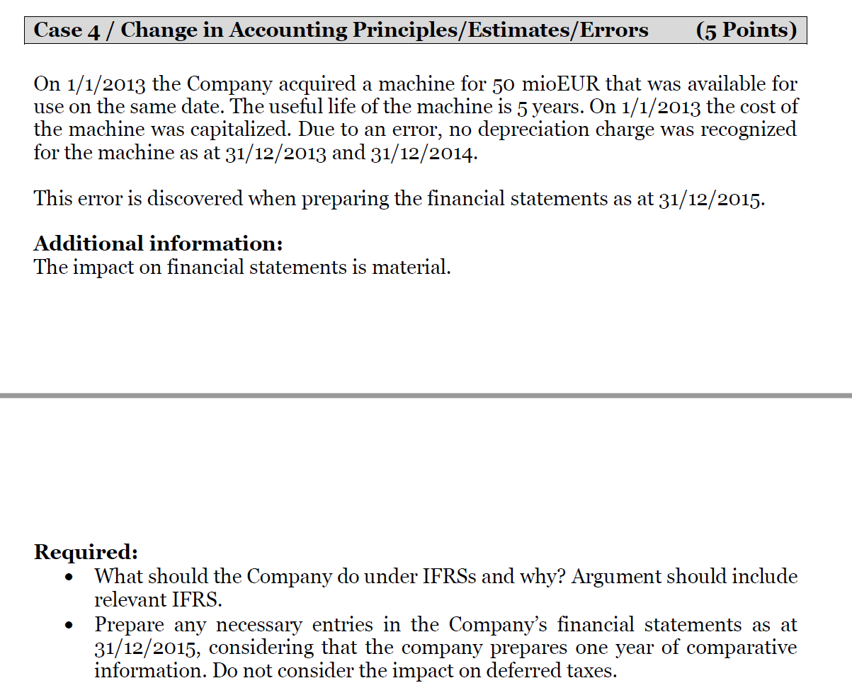 Solved Case 4 / Change in Accounting | Chegg.com