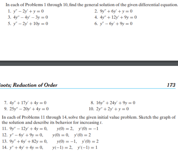 Solved In each of Problems 1 through 10, find the general | Chegg.com