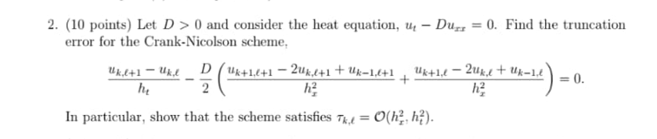 Solved (10 ﻿points) ﻿Let D>0 ﻿and consider the heat | Chegg.com