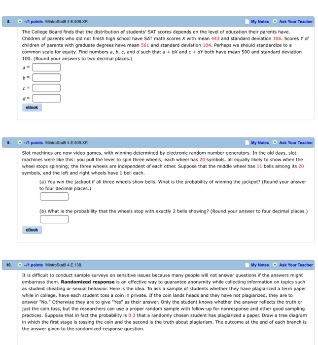 Solved 0.6/1 points | Previous Answers MintroStat9 4.E.059. | Chegg.com