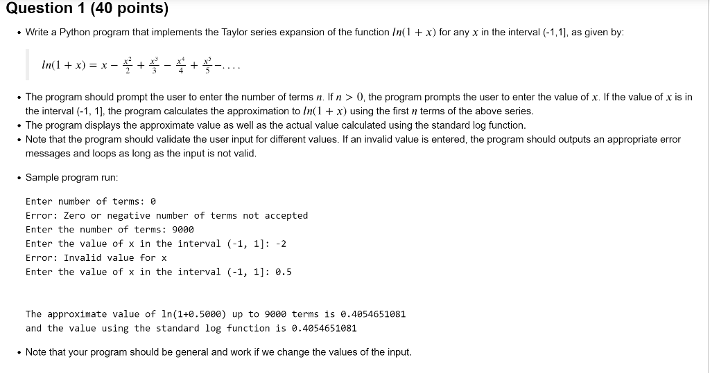 Solved Question 1 40 Points • Write A Python Program That 