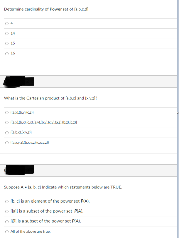 Solved Determine cardinality of Power set of {a,b,c,d} 14 15 | Chegg.com