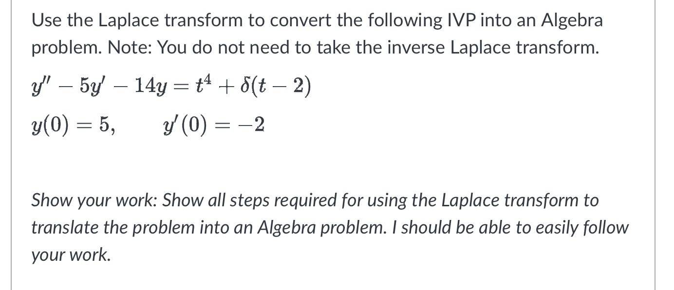 Solved Use the Laplace transform to convert the following | Chegg.com