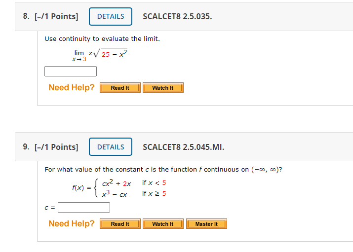 Solved 8. [-/1 Points) DETAILS SCALCET8 2.5.035. Use | Chegg.com