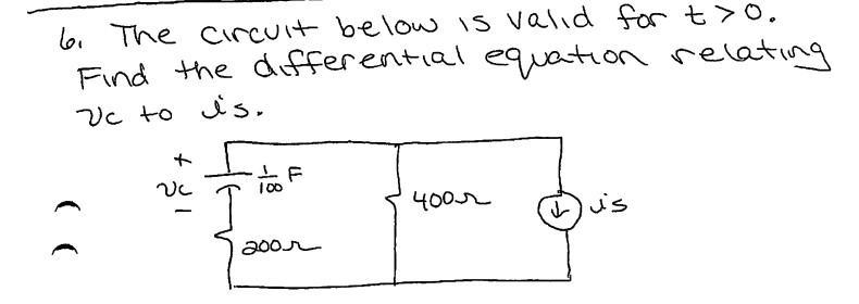 Solved 6. The circult below is valid for t>0. Find the | Chegg.com