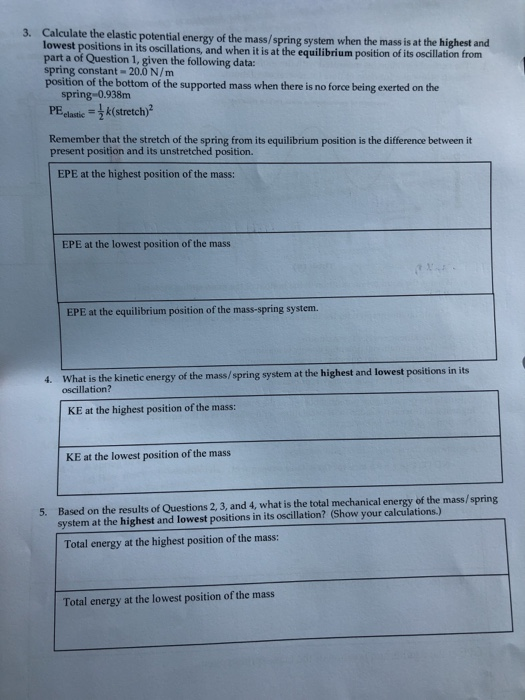 Solved 3. Calculate the elastic potential energy of the | Chegg.com
