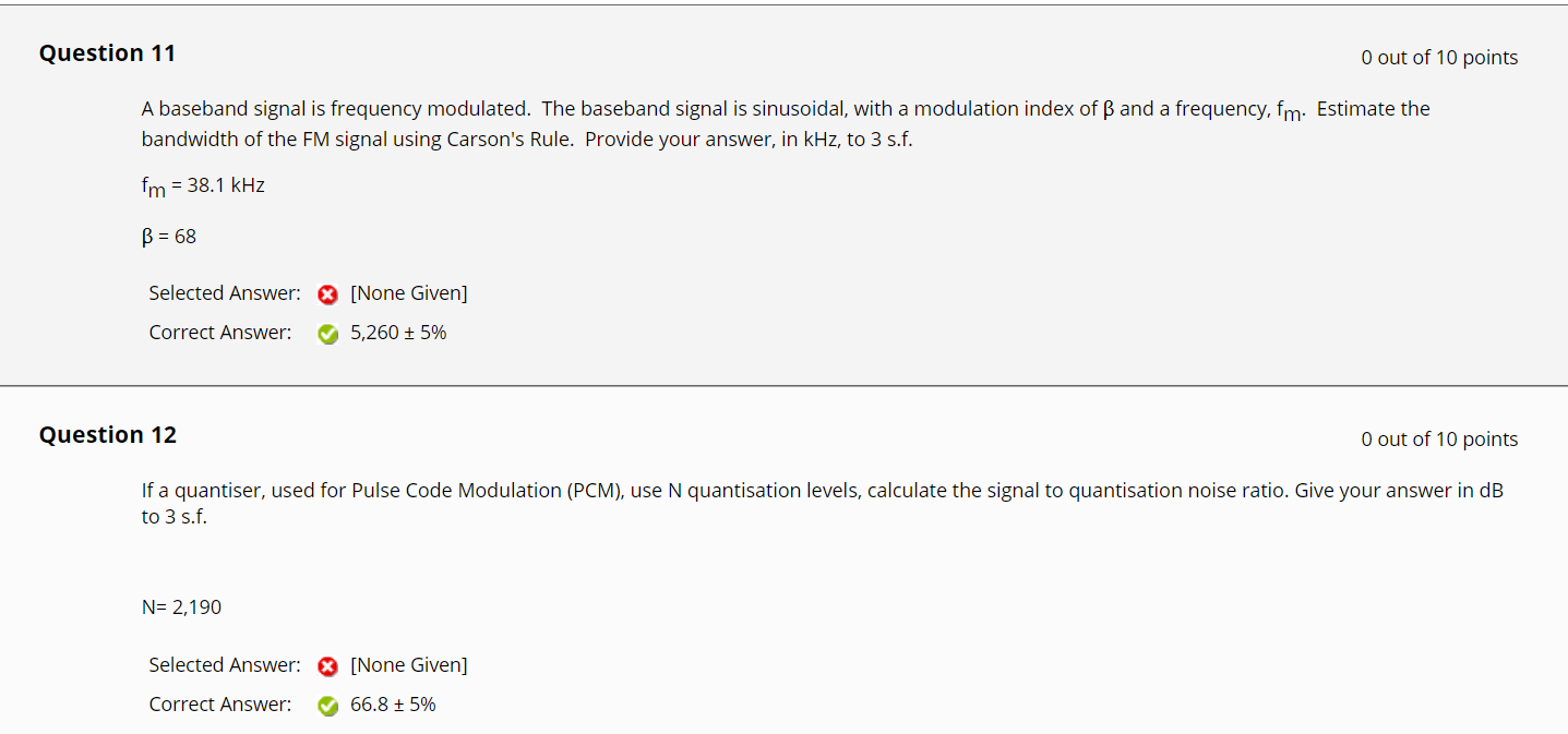 Solved A baseband signal is frequency modulated. The | Chegg.com