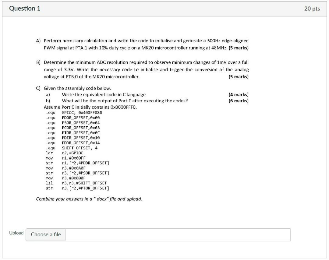 Solved Question 1 20 pts A) Perform necessary calculation | Chegg.com