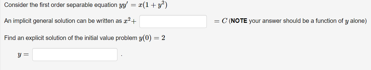 Solved Consider The First Order Separable Equation Yy