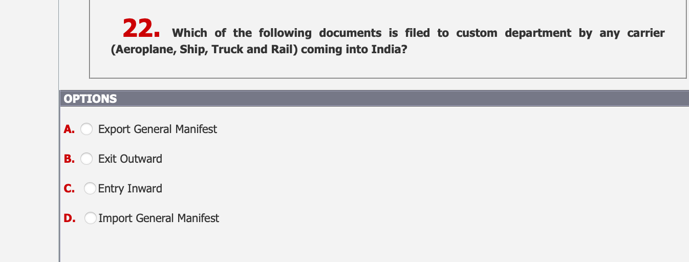 Solved Which of the following documents is filed to custom | Chegg.com